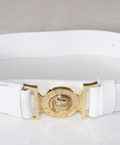 White Gloss PVC Parade Belt, 57mm Width (2 1/4"), complete with Chrome ...