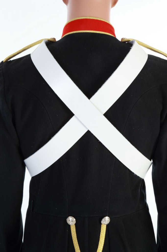 White Leather Bass Drum Sling - The Marching Band Shop