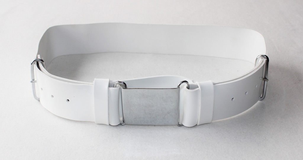 White Gloss PVC Parade Belt, 57mm Width (2 1/4"), complete with Chrome ...