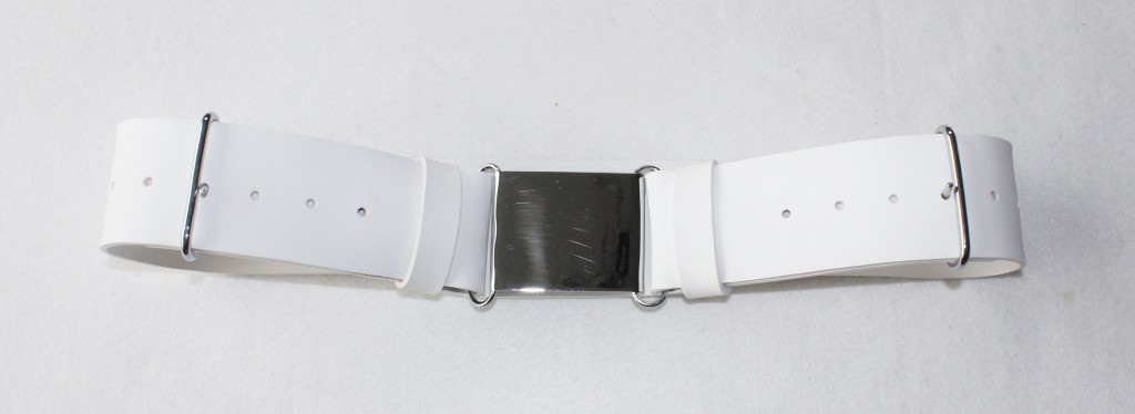 White Matt PVC Parade Belt, 57mm Width (2 1/4″), complete with Chrome ...