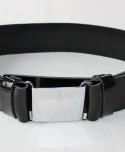Black Gloss PVC Parade Belt, 57mm Width (2 1/4"), complete with Chrome ...