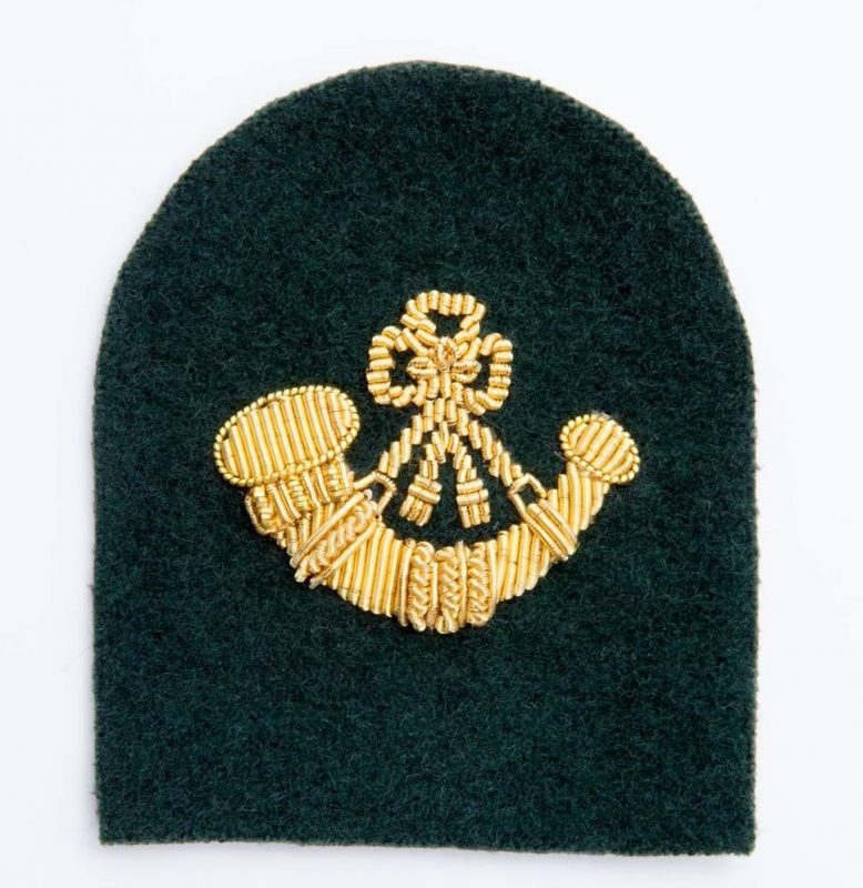 Gold on Green, Bugle Badge - The Marching Band Shop