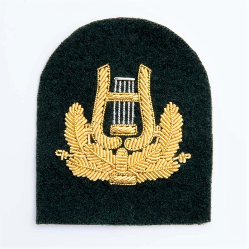 Gold on Green, Musicians Lyre Badge - The Marching Band Shop