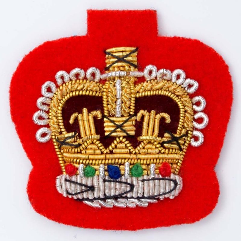 Gold on Red, CSgts Crown 'Mess Dress' Badge - The Marching Band Shop