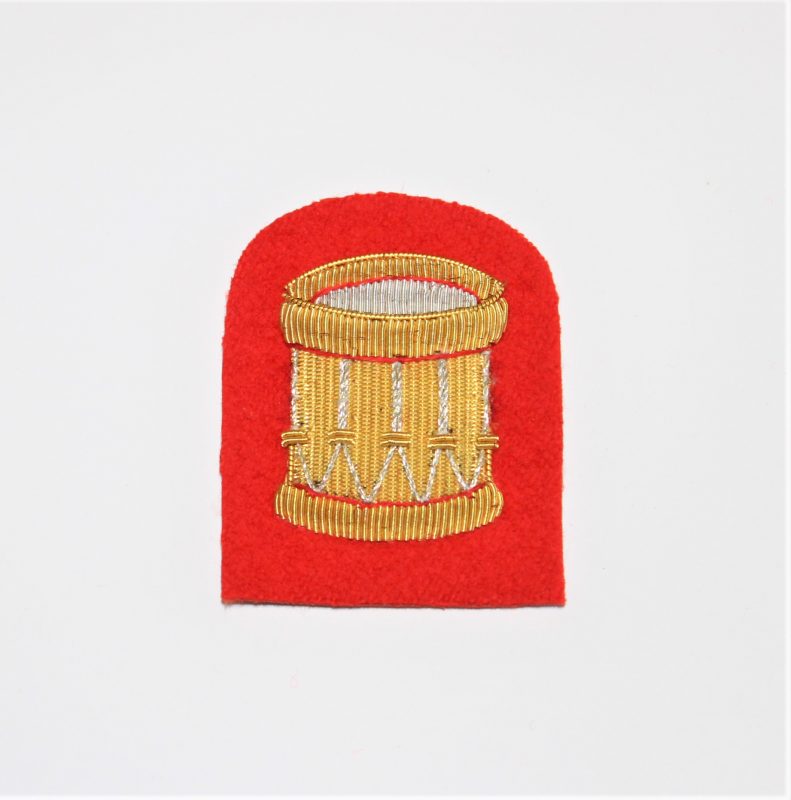 Gold on Red, 'Mess Dress' Bugle Badge - The Marching Band Shop