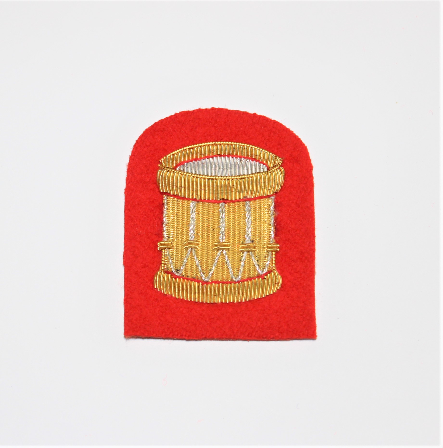Gold on Red, 'Mess Dress' Bugle Badge - The Marching Band Shop