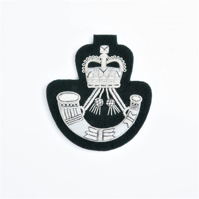 Large Silver & Black on Green, Bugle Badge - The Marching Band Shop