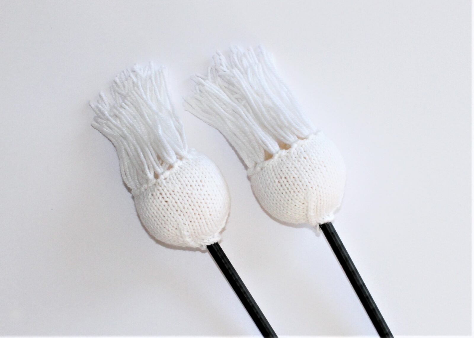 White Tenor Drum Stick Covers or 'Mops' (Pair) - The Marching Band Shop