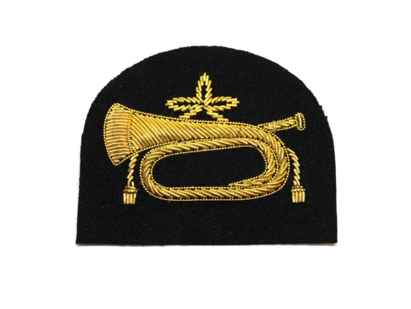 New: Gold on Black, Bugle Badge - The Marching Band Shop